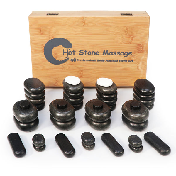 Master Massage 40 Piece Deluxe Hot Stone Massage Stone Set Kit Package ...