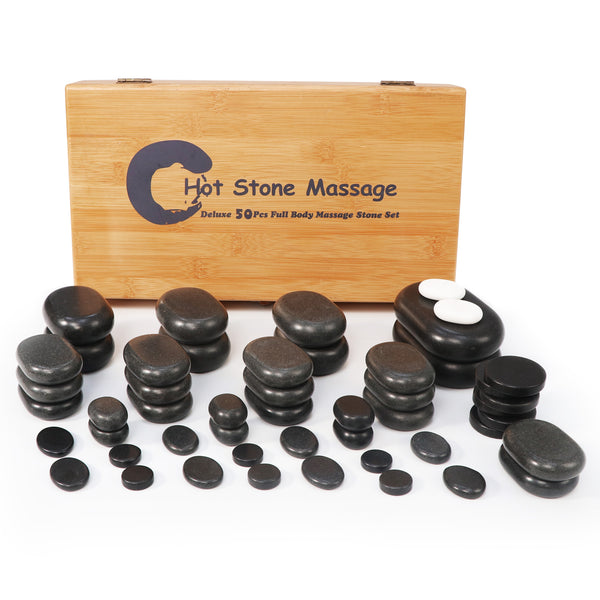 Master Massage 50 Piece Deluxe Hot Stone Massage Stone Set Kit Package ...
